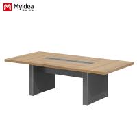 China Morandi Color Conference Table with Routing System Office Meeting Room Desk and Chair Set E0 MFC for sale