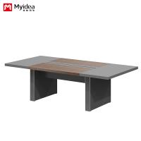 China Morandi Color Conference Table with Routing System Office Meeting Room Desk and Chair Set E0 MFC for sale
