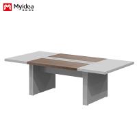 China Morandi Color Conference Table with Routing System Office Meeting Room Desk and Chair Set E0 MFC for sale