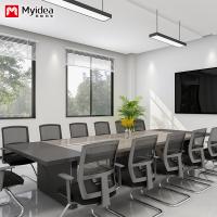 China Morandi Color Conference Table with Routing System Office Meeting Room Desk and Chair Set E0 MFC for sale