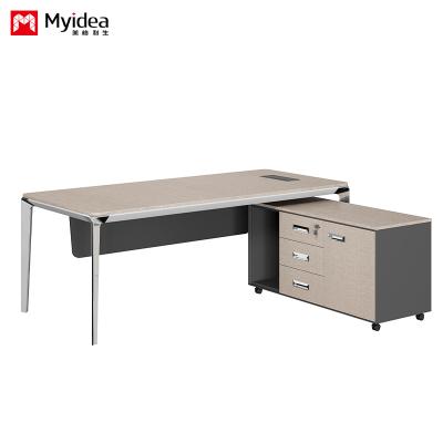 China Aluminum Alloy Die Casting L Shaped Office Desk with Storage Cabinet 2300mm for sale