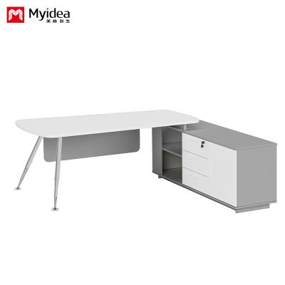 China Adjustable and Retractable Main Desk with Octagonal Electroplating Feet, Matched with Storage Sub Cabinet for sale
