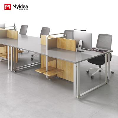China Modern L-Shaped Office Desk with Screen Booth 4-Person 6-Person Workstation 450lb Capacity for sale