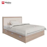 China Modern Minimalist Multifunctional Bed with Three Drawers Cream Wind Leather 2000x1200x960mm for sale