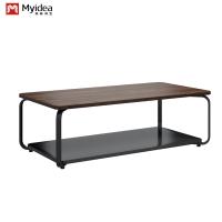 China Simple Style Wood Coffee Table with Steel Feet Eco-Friendly Commercial Furniture 120x60x45cm for sale