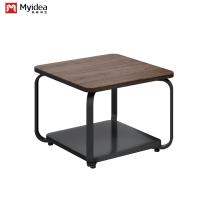 China Simple Style Wood Coffee Table with Steel Feet Eco-Friendly Commercial Furniture 120x60x45cm for sale
