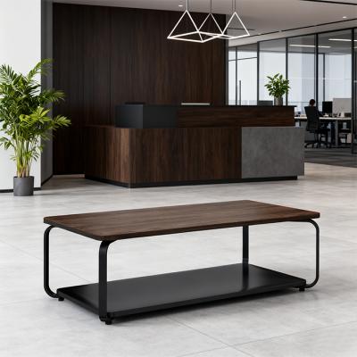 China Simple Style Wood Coffee Table with Steel Feet Eco-Friendly Commercial Furniture 120x60x45cm for sale