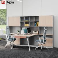China Eco-Friendly Wood L-Shaped Office Desk with Fabric Screen Steel Feet 450lb Capacity for sale