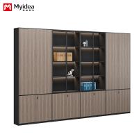 China Glass Door Filing Cabinet Office Back Cabinet with Light Strip 2300x1900x760mm E0 Particle Board for sale