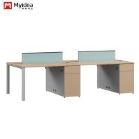 China Two Person 4 Drawer Office Desk with Bright Color Screen 450lb Capacity E0 Grade Particle Board for sale