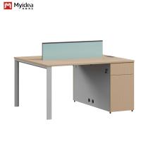 China Two Person 4 Drawer Office Desk with Bright Color Screen 450lb Capacity E0 Grade Particle Board for sale