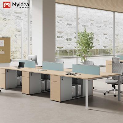China Two Person 4 Drawer Office Desk with Bright Color Screen 450lb Capacity E0 Grade Particle Board for sale