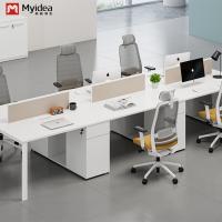China Two Person 4 Drawer Office Desk with Bright Color Screen 450lb Capacity E0 Grade Particle Board for sale