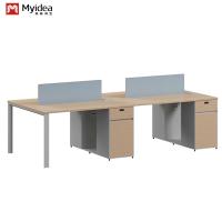 China Modern L-Shaped Office Desk for Two Staff with 450lb Capacity E0 Grade Particle Board for sale