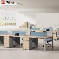 China Modern L-Shaped Office Desk for Two Staff with 450lb Capacity E0 Grade Particle Board for sale
