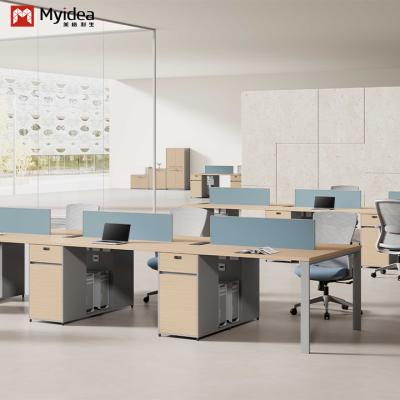 China Modern L-Shaped Office Desk for Two Staff with 450lb Capacity E0 Grade Particle Board for sale