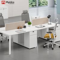 China Modern L-Shaped Office Desk for Two Staff with 450lb Capacity E0 Grade Particle Board for sale