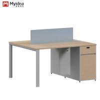 China Modern L-Shaped Office Desk for Two Staff with 450lb Capacity E0 Grade Particle Board for sale