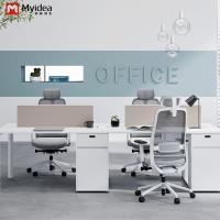China Modern L-Shaped Office Desk for Two Staff with 450lb Capacity E0 Grade Particle Board for sale