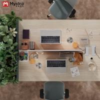 China Modern L-Shaped Office Desk for Two Staff with 450lb Capacity E0 Grade Particle Board for sale