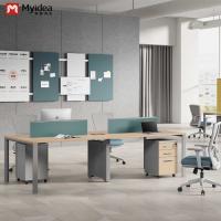 China Two Person Office Desk with Steel Foot 450lb Capacity E0 Grade Particle Board for sale