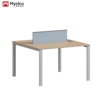 China Two Person Office Desk with Steel Foot 450lb Capacity E0 Grade Particle Board for sale