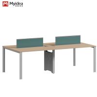 China Two Person Office Desk with Steel Foot 450lb Capacity E0 Grade Particle Board for sale