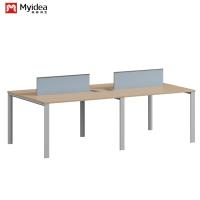 China Two Person Office Desk with Steel Foot 450lb Capacity E0 Grade Particle Board for sale