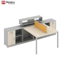 China E0 Grade Particle Board L Shaped Office Desk with Storage Cabinet 450lb Capacity for sale