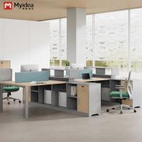 China E0 Grade Particle Board L Shaped Office Desk with Storage Cabinet 450lb Capacity for sale