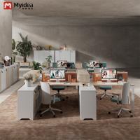 China E0 Grade Particle Board L Shaped Office Desk with Storage Cabinet 450lb Capacity for sale