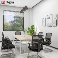China Mouth-shaped Steel Feet Conference Table E0 MFC Office Meeting Desk Simple Design for sale