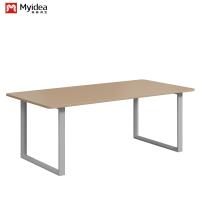 China Mouth-shaped Steel Feet Conference Table E0 MFC Office Meeting Desk Simple Design for sale