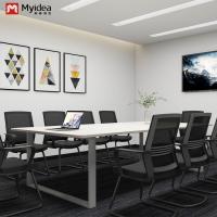 China Mouth-shaped Steel Feet Conference Table E0 MFC Office Meeting Desk Simple Design for sale