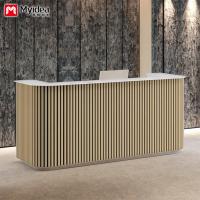 China Custom Wooden Grating Front Desk Office Reception Desk White Mountain Pattern Rock Board Modern Simple 120cm for sale