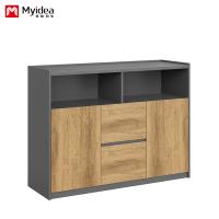 China Wooden Office File Cabinet with 3 Drawers and Open Shelves 450lb Capacity E0 Grade for sale