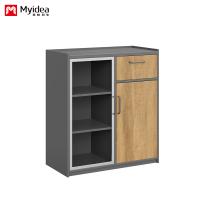 China Wooden Office File Cabinet with 3 Drawers and Open Shelves 450lb Capacity E0 Grade for sale