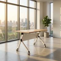 China Eco-Friendly Adjustable Folding Training Table Steel Legs Rectangle 1800x750mm for sale