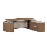 China PVC Coated Curved Desktop Boss Desk with Voice Controlled Ambient Light 450lb Capacity for sale