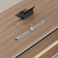 China PVC Coated Curved Edge Executive Desk with Voice Controlled Ambient Light 450lb Capacity for sale