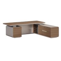 China PVC Coated Curved Edge Executive Desk with Voice Controlled Ambient Light 450lb Capacity for sale