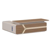 China PVC Coated Curved Edge Executive Desk with Voice Controlled Ambient Light 450lb Capacity for sale