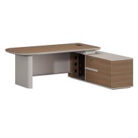 China PVC Coated Curved Top Boss Desk with Voice Activated LED Lighting 450lb Capacity for sale