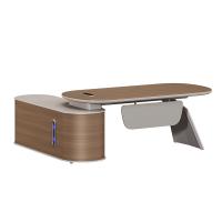 China Smart Executive PVC Coated Curved Desk with Voice Control Mood Light 450lb Capacity for sale