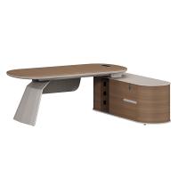 China Smart Executive PVC Coated Curved Desk with Voice Control Mood Light 450lb Capacity for sale