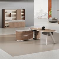 China PVC Coated Curved Edge Manager Desk with Voice Controlled LED Light System 450lb Capacity for sale