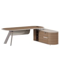 China PVC Coated Curved Edge Manager Desk with Voice Controlled LED Light System 450lb Capacity for sale