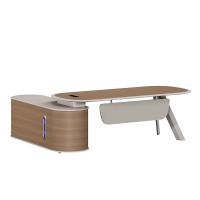 China PVC Coated Curved Edge Manager Desk with Voice Controlled LED Light System 450lb Capacity for sale