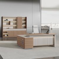 China Curved PVC Coated Executive Desk with Voice Activated Ambient Light 180x70cm E0 Particle Board for sale