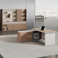 China Curved PVC Coated Executive Desk with Voice Activated Ambient Light 180x70cm E0 Particle Board for sale